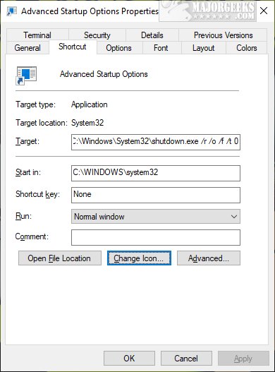 How to Create an Advanced Startup Options Shortcut in Windows 10 & 11 ...
