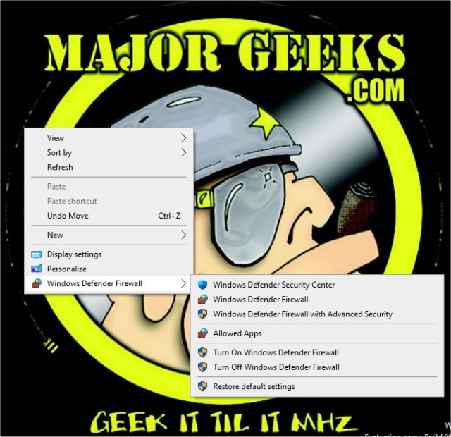 How to Add 'Windows Defender Firewall' Context Menu - MajorGeeks