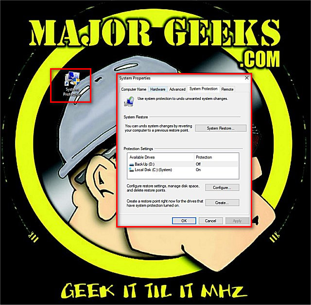 How to Create a System Protection (System Restore) Shortcut in Windows 10 & 11 - MajorGeeks
