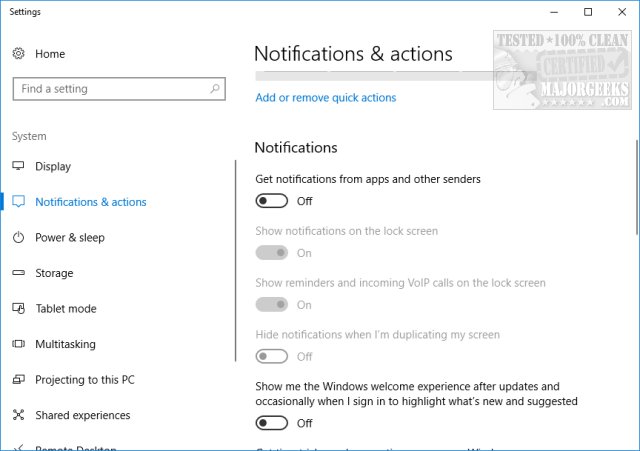 Disable Some or All Notifications on Windows 10 - MajorGeeks