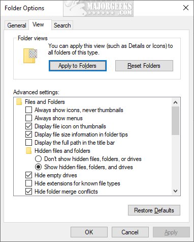 How to Disable Access to Folder Options in File Explorer - MajorGeeks