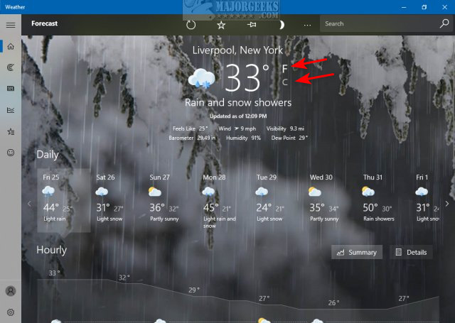 How to Choose Fahrenheit or Celsius in Windows 10 & 11 Weather App ...