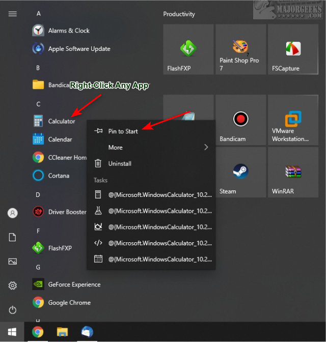 How to Pin or Unpin Items to the Windows 10 & 11 Start Menu - MajorGeeks
