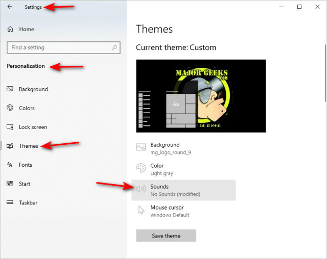 How to Change, Save, and Delete Sound Schemes in Windows - MajorGeeks