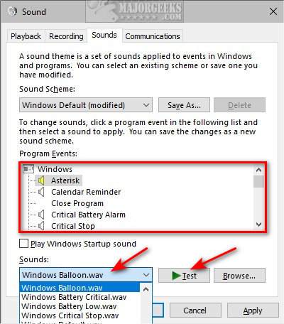 How to Change, Save, and Delete Sound Schemes in Windows - MajorGeeks