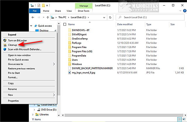 How to Add Disk Cleanup to Context Menu in Windows 10 & 11 - MajorGeeks