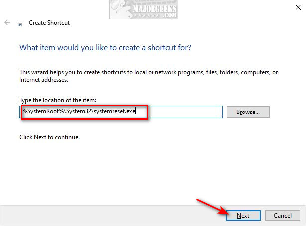 How to Create a 'Reset this PC' Shortcut in Windows 10 & 11 - MajorGeeks