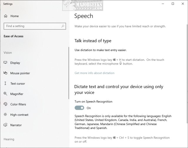 How to Enable Dictation in Windows 10 & 11 - MajorGeeks