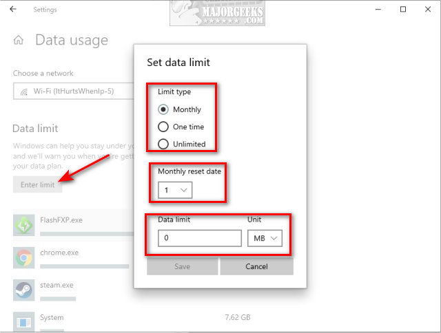 How to Limit Wireless Data Usage by Using a Metered Connection - MajorGeeks