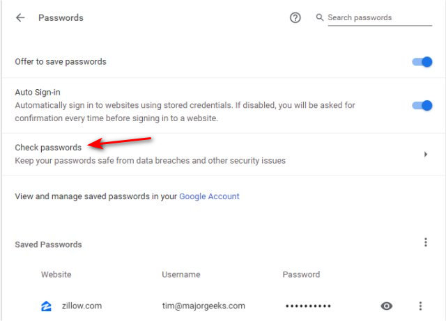 How to Check For Weak Passwords in Google Chrome - MajorGeeks