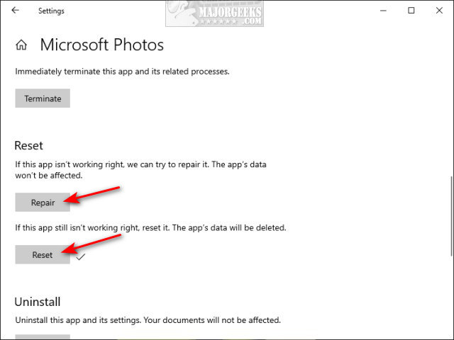How to Reset or Repair the Microsoft Photos App in Windows 10 & 11 ...