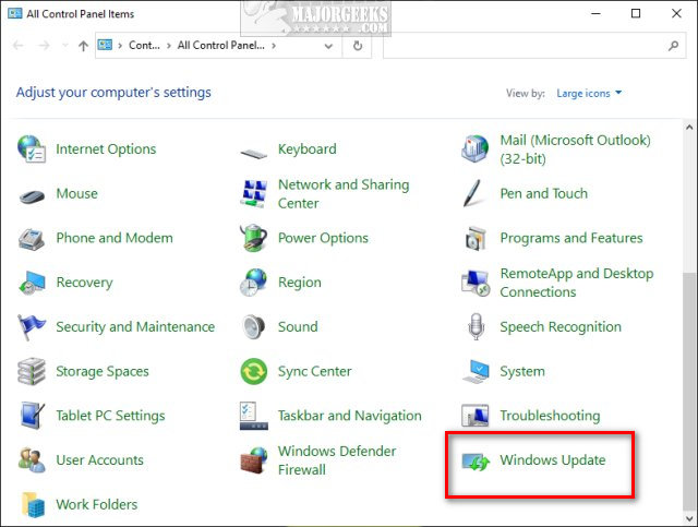 Add Windows Update to The Control Panel in Windows 10 & 11 - MajorGeeks