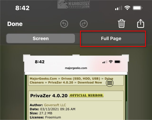 How to Screenshot an Entire Webpage With Your iPhone - MajorGeeks