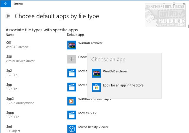 Manage Your Default Apps in Windows 10 - MajorGeeks