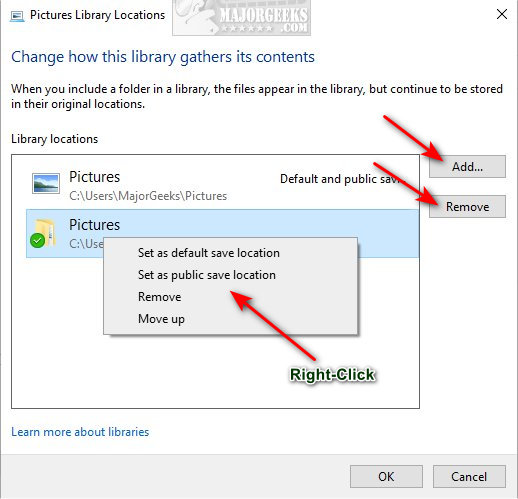 How to Set, Change, or Add a Library Save Location - MajorGeeks