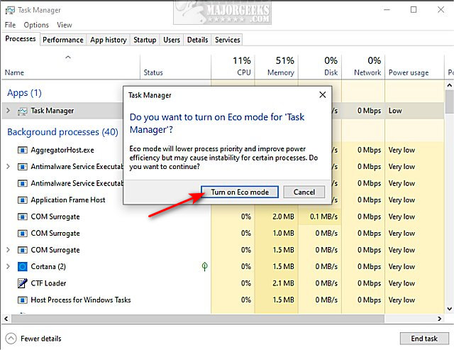 How to Use Task Manager Eco Mode in Windows 10 & 11 - MajorGeeks