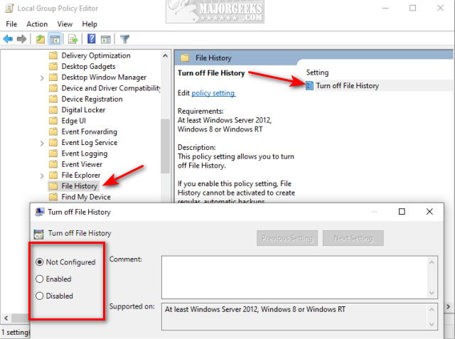 How to Enable or Disable File History in Windows 10 & 11 - MajorGeeks
