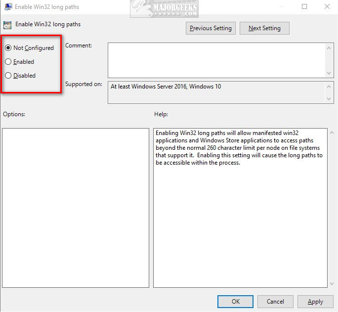How to Enable or Disable Win32 Long Paths in Windows 10 & 11 - MajorGeeks