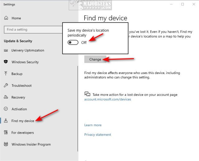 How to Disable or Turn 'Find My Device' on or off in Windows 10 & 11 ...
