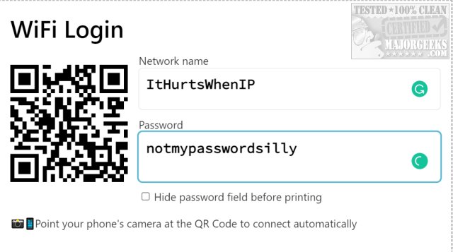 How to Create a Printable Wi-Fi Login & Password QR Code - MajorGeeks