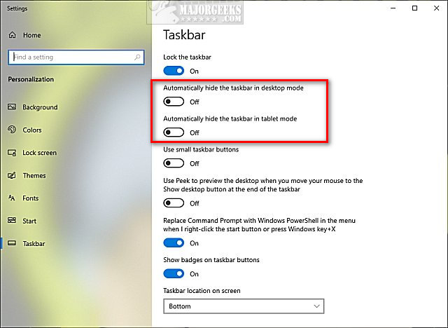 How to Hide the Taskbar in Windows 10 & 11 - MajorGeeks