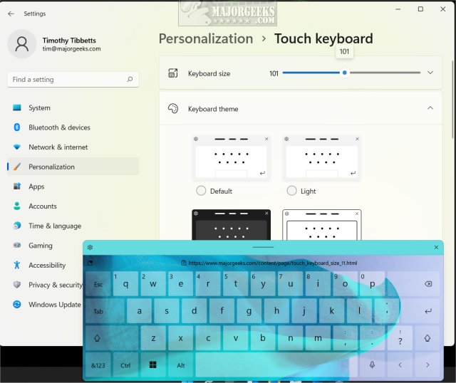 How to Change the Default Touch Keyboard Theme in 11 - MajorGeeks