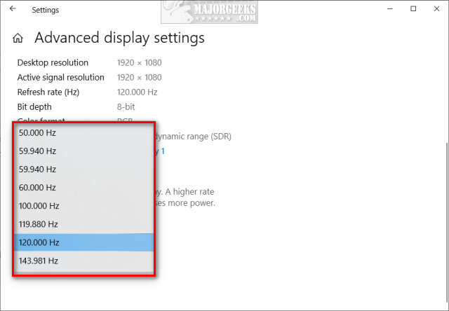 How to Change Dynamic Refresh Rate (DDR) in Windows 10 & 11 - MajorGeeks