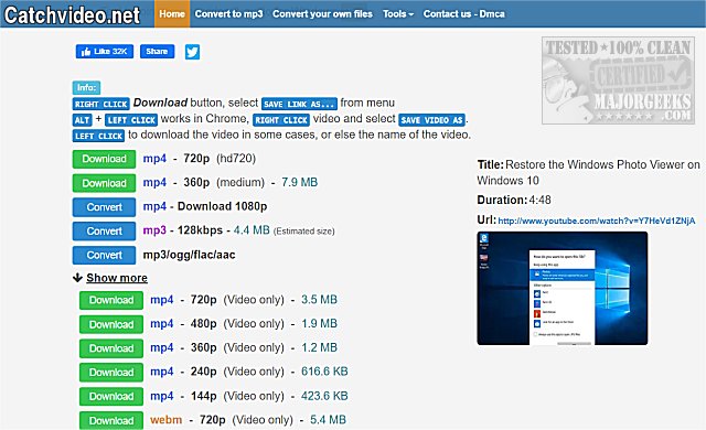 6 Websites to Download Videos Without Software - MajorGeeks