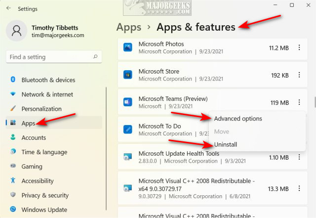 How to Disable or Uninstall Microsoft Teams in Windows 11 - MajorGeeks