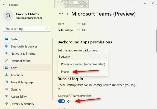 How to Disable or Uninstall Microsoft Teams in Windows 11 - MajorGeeks