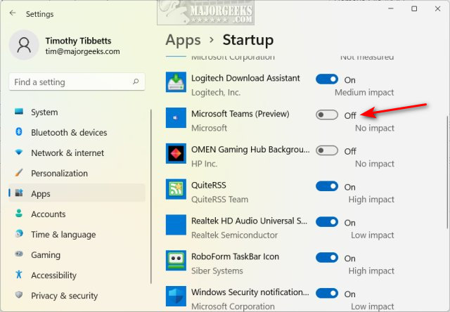 How to Disable or Uninstall Microsoft Teams in Windows 11 - MajorGeeks