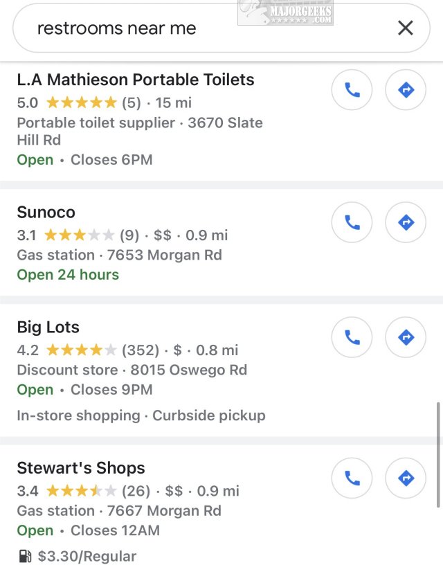How to Find Public Restrooms in Google Maps - MajorGeeks