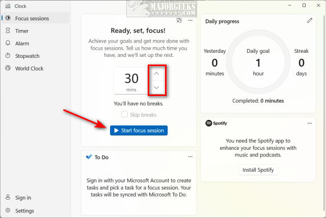 How to Get More Done With Focus Sessions in Windows 11 - MajorGeeks