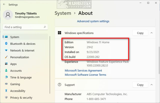 How to Find Your Windows 11 Edition, Version and Build Numbers - MajorGeeks