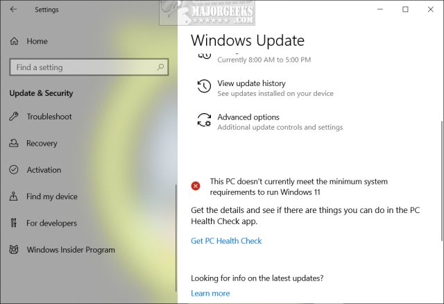 Microsoft is Forcing Windows PC Health Check on Windows 10 - MajorGeeks