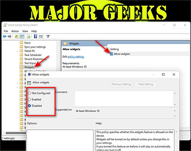How to Disable Widgets in Windows 11 - MajorGeeks