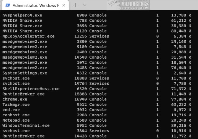 How to Export A List of Running Processes in Windows 10 & 11 - MajorGeeks