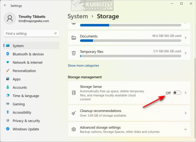 How to Enable or Disable Storage Sense in Windows 10 & 11 - MajorGeeks