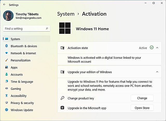How to Manage Your Windows 11 License and Activation - MajorGeeks