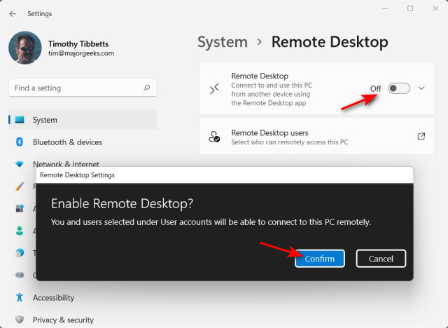 How to Enable or Disable Remote Desktop in Windows 11 - MajorGeeks