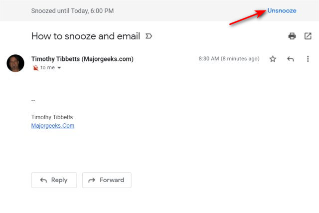 How to Snooze an Email in Gmail - MajorGeeks
