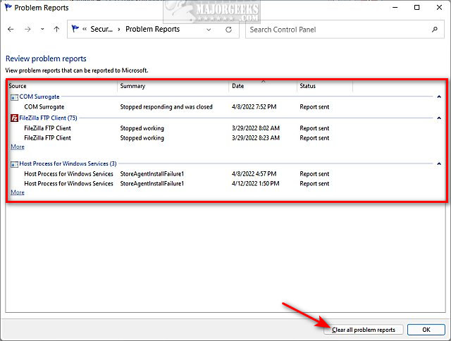 How to View Your Reliability History in Windows 10 & 11 - MajorGeeks