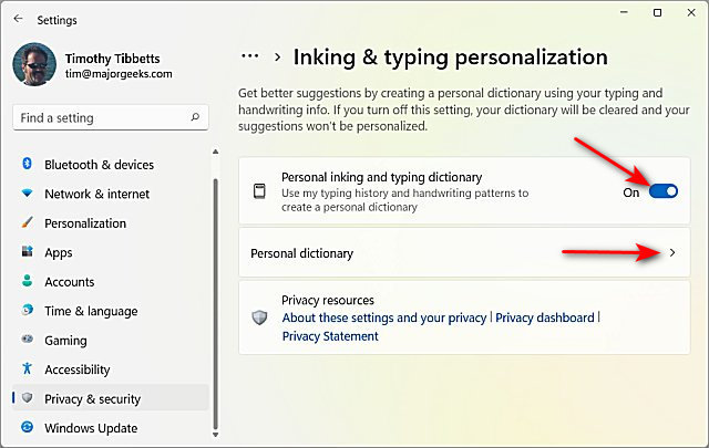 How to Enable or Disable Personal Inking and Typing in Windows 11 ...