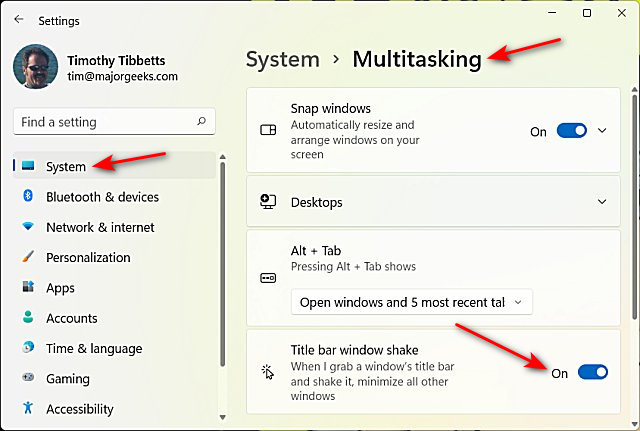 How to Enable or Disable Aero Shake in Windows 10 & 11 - MajorGeeks