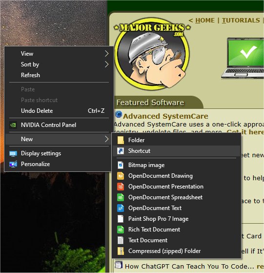 How to Create a Desktop Shortcut - MajorGeeks