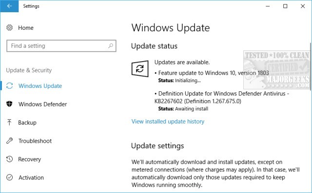 Windows 10 1803 Update Now Available - How to Get It Now - MajorGeeks