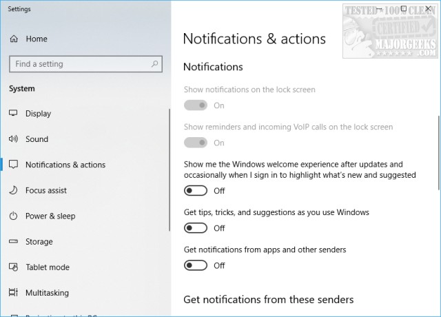 How To Disable or Enable Notifications on Windows 10 - MajorGeeks