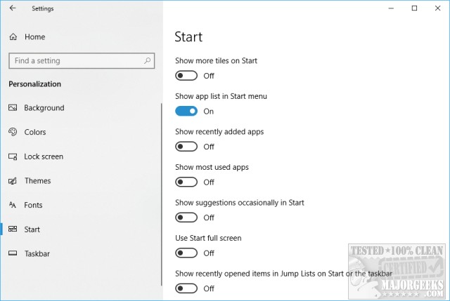 How to Show or Hide All Apps on Windows 10 Start Menu - MajorGeeks
