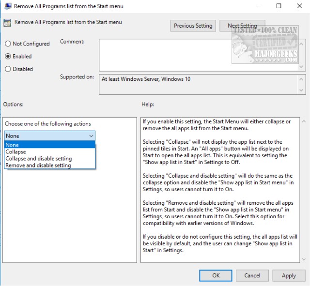 How to Show or Hide All Apps on Windows 10 Start Menu - MajorGeeks