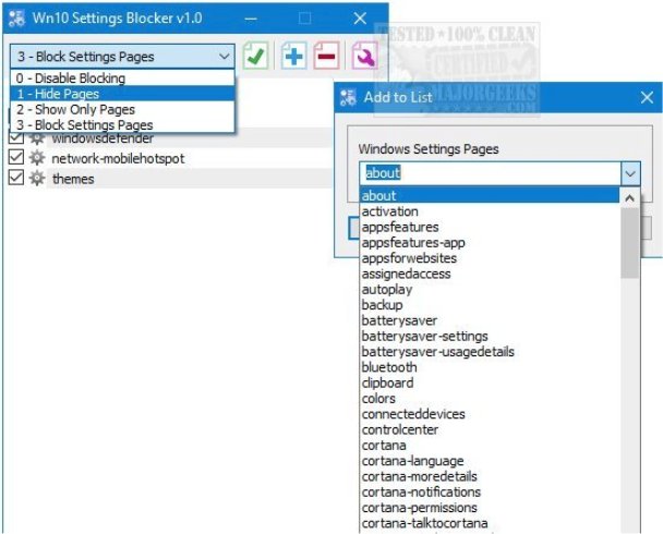 Win10 Settings Blocker Simplifies Blocking Settings Application Options ...